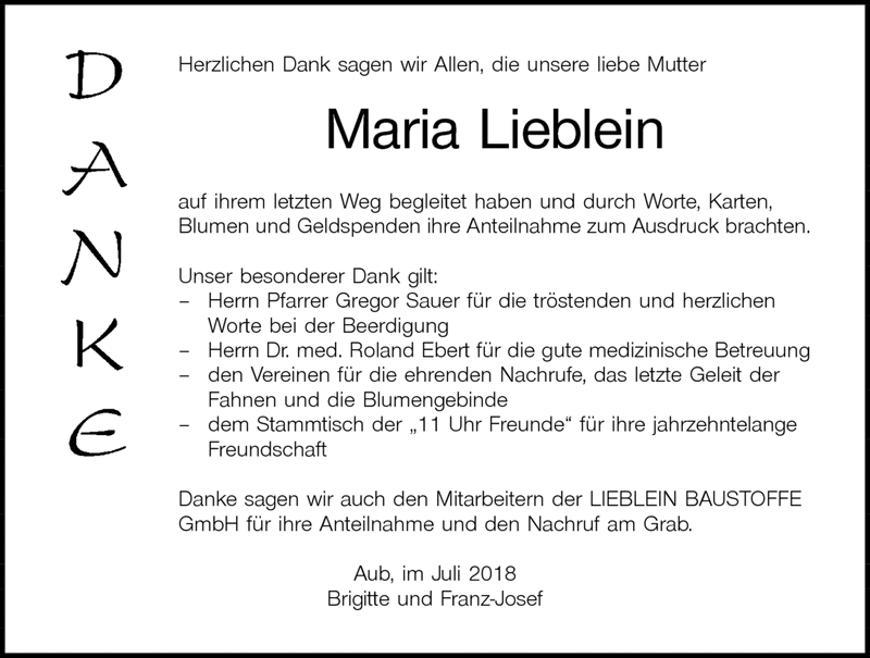 Herzlichen Dank sagen wir Allen