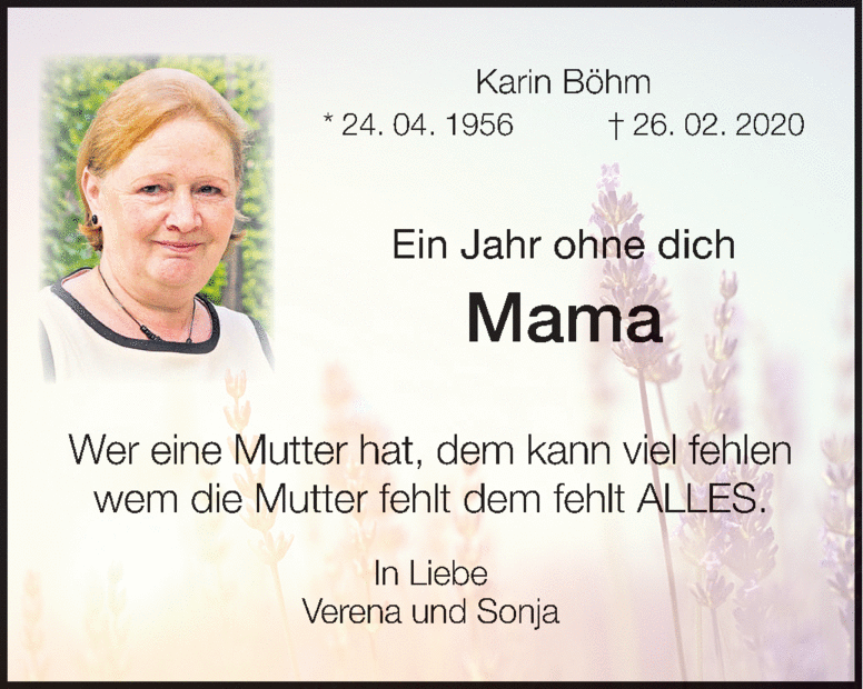 Karin Böhm * 24. 04. 1956 ? 26
