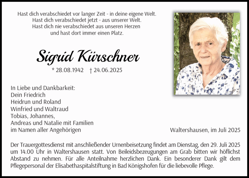 Hast dich verabschiedet vor langer Zeit - in deine eigene Welt