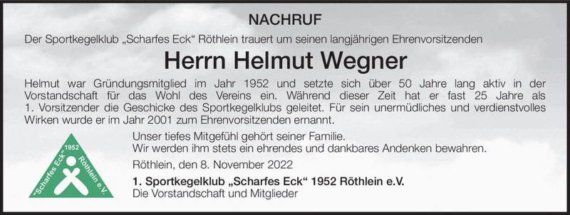 NACHRUF Der Sportkegelklub ?Scharfes Eck?