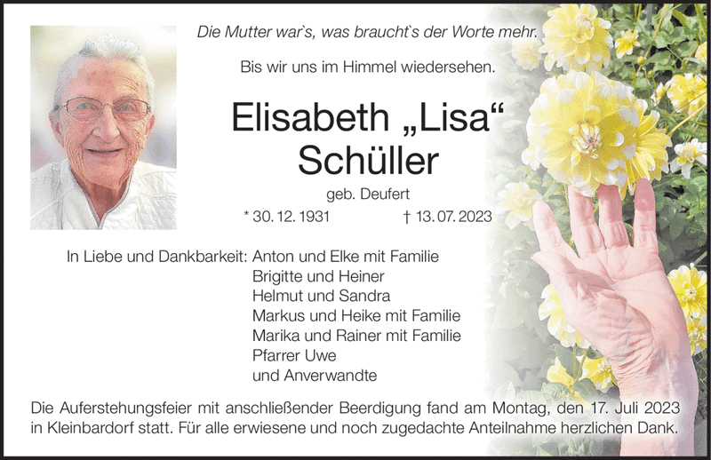 Die Mutter wars, was brauchts der Worte mehr