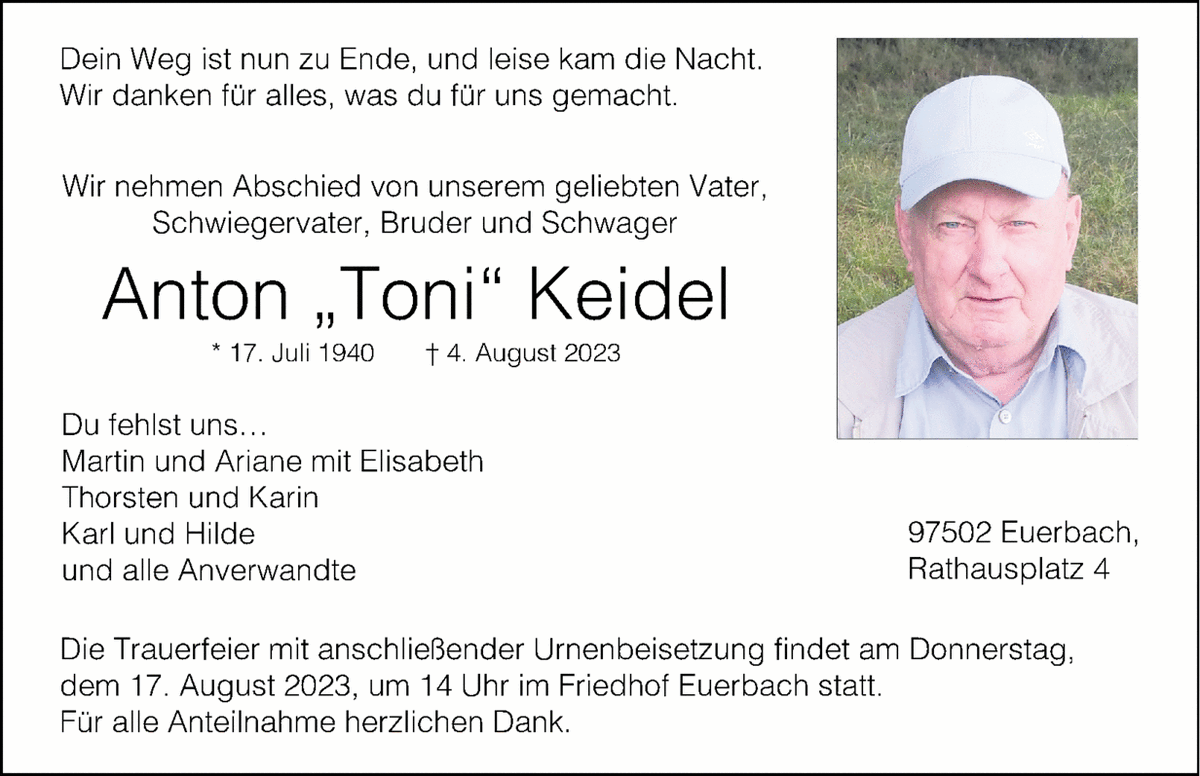 Dein Weg ist nun zu Ende