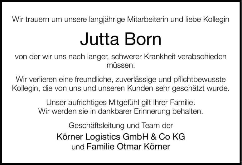 Wir trauern um unsere langjährige Mitarbeiterin und liebe Kollegin ...