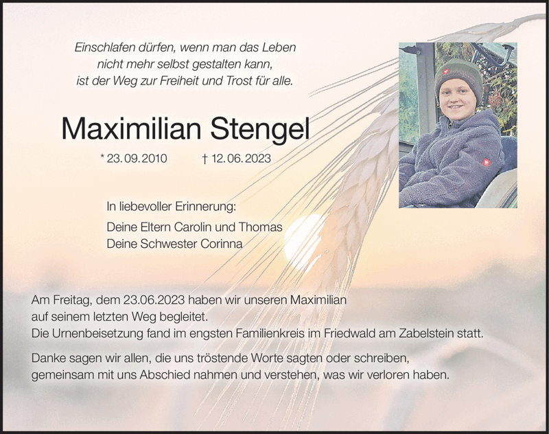 Einschlafen dürfen, wenn man das Leben nicht mehr selbst gestalten kann