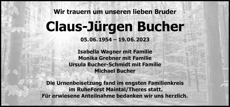 Wir trauern um unseren lieben Bruder Claus-Jürgen Bucher 05