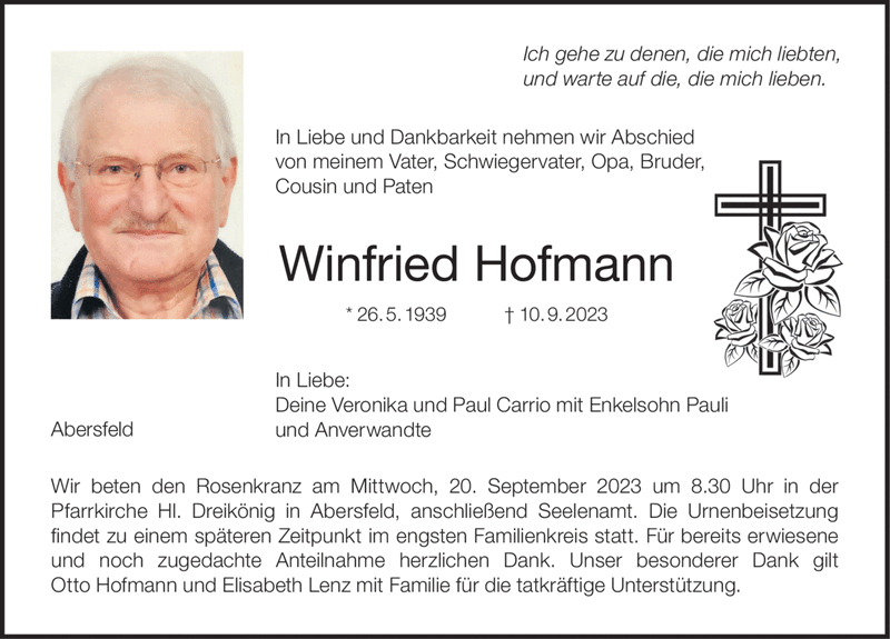 Ich gehe zu denen, die mich liebten