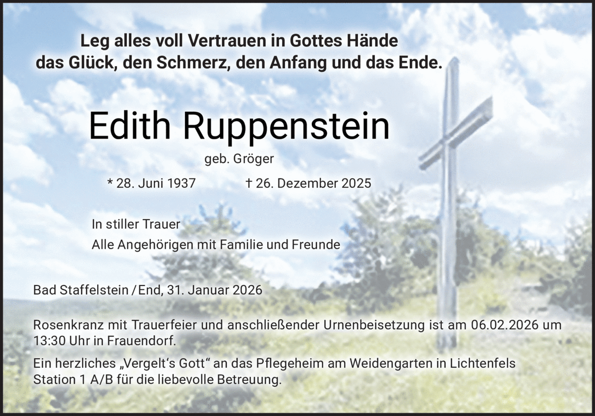 Leg alles voll Vertrauen in Gottes Hände das Glück