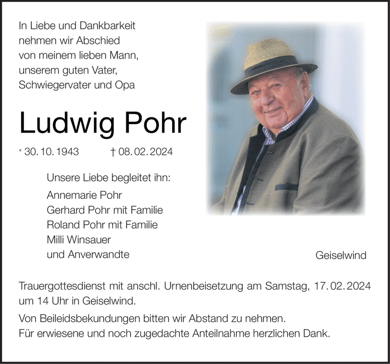 In Liebe und Dankbarkeit nehmen wir Abschied von meinem lieben Mann