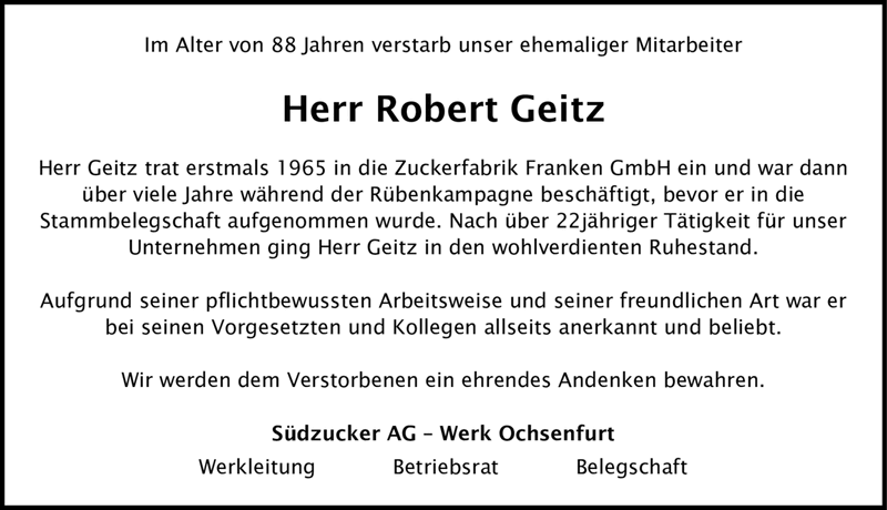Im Alter von 88 Jahren verstarb unser ehemaliger Mitarbeiter Herr ...