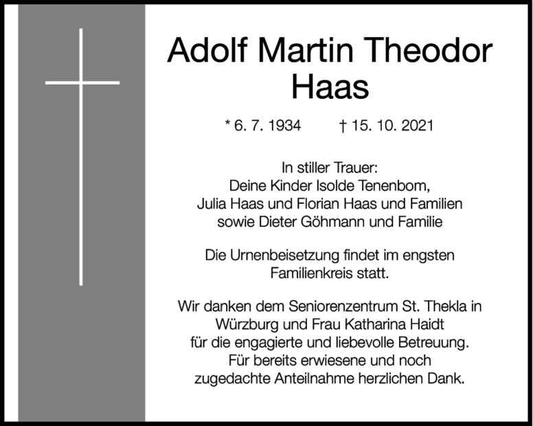 Adolf Martin Theodor Haas * 6