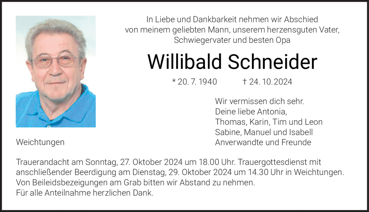 In Liebe und Dankbarkeit nehmen wir Abschied von meinem geliebten Mann