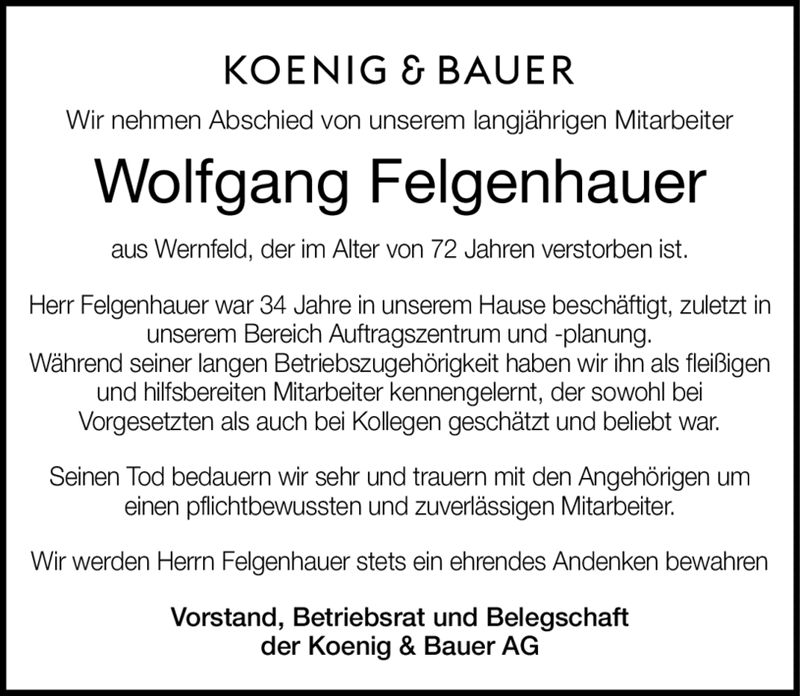 Wir nehmen Abschied von unserem langjährigen Mitarbeiter Wolfgang ...