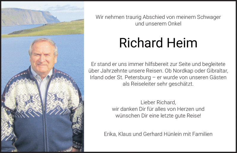 Wir nehmen traurig Abschied von meinem Schwager und unserem Onkel ...