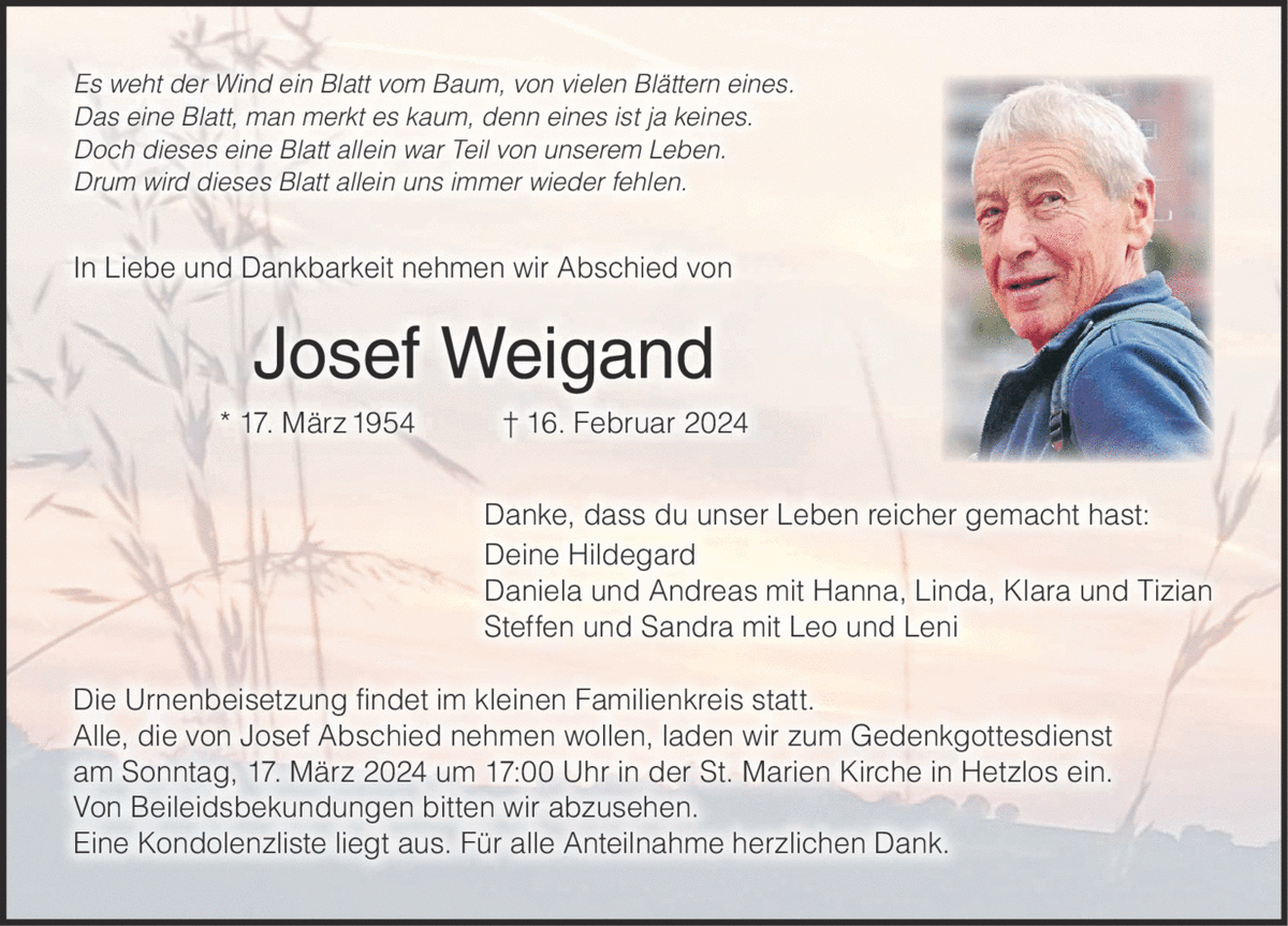 Es weht der Wind ein Blatt vom Baum