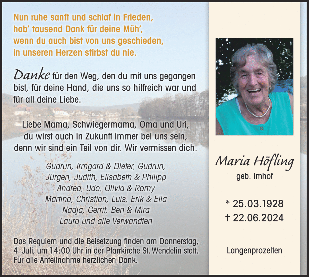 Nun ruhe sanft und schlaf in Frieden