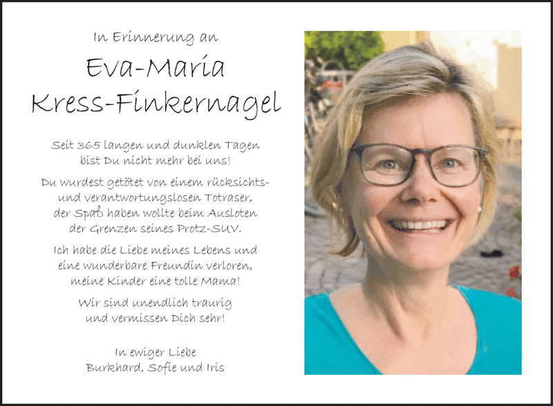 In Erinnerung an Eva-Maria Kress-Finkernagel Seit 365 langen und ...