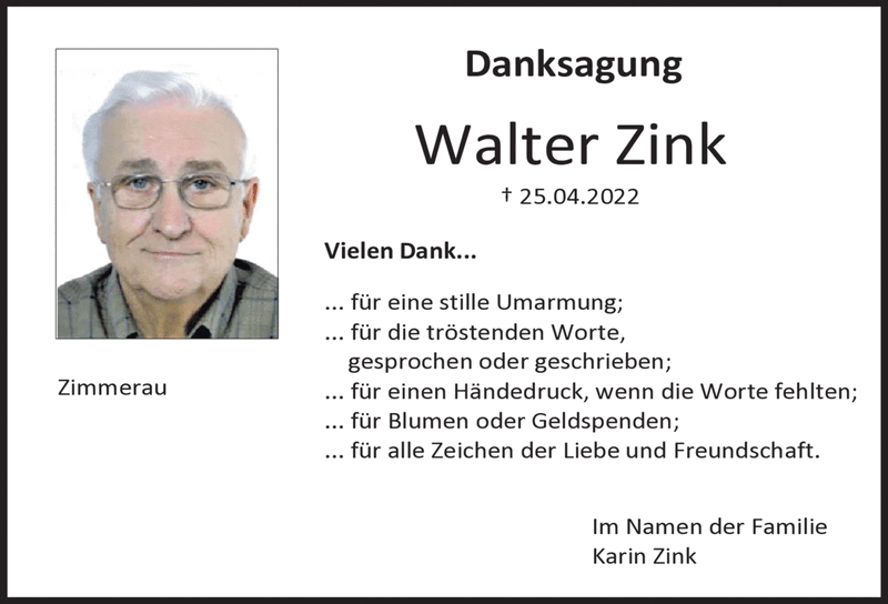 Danksagung Walter Zink ? 25