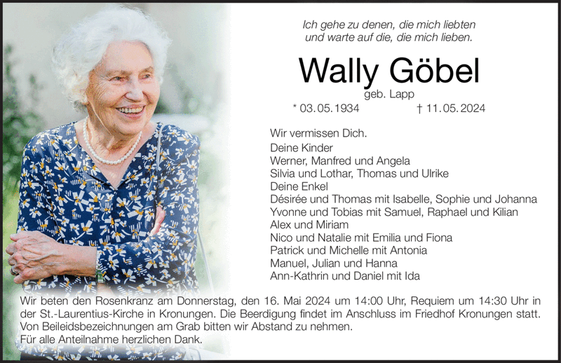 Ich gehe zu denen, die mich liebten und warte auf die