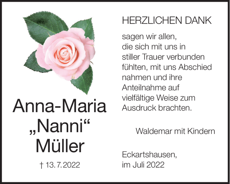 HERZLICHEN DANK Anna-Maria ?Nanni?
