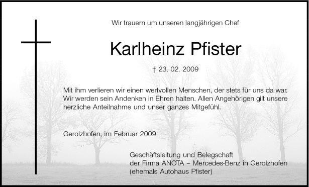 Wir trauern um unseren langjährigen Chef Karlheinz Pfister